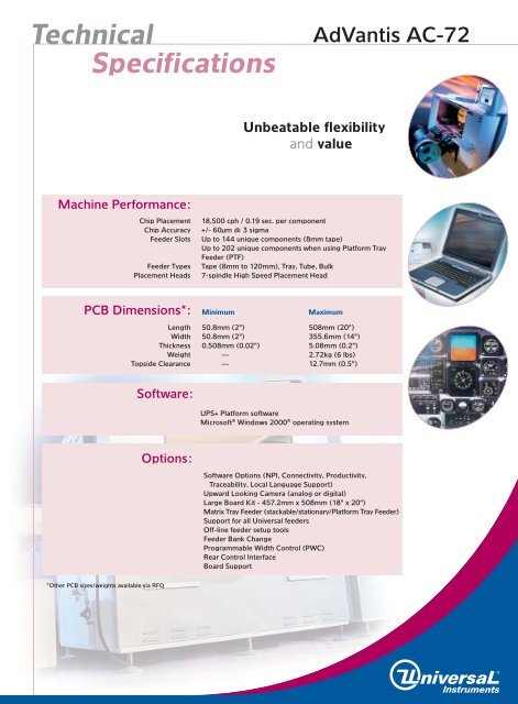 ADVantis tech sheet(AC-72) - Universal Instruments Corporation
