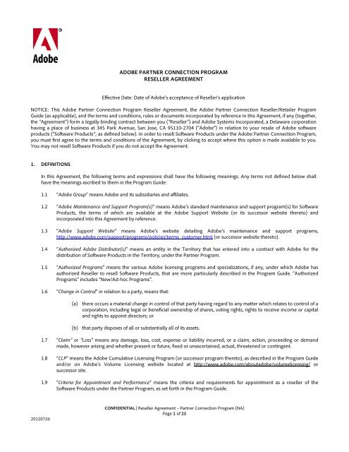 adobe partner connection program reseller agreement adobe partner connection program reseller agreement