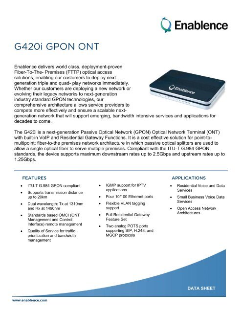 G420i GPON ONT - Enablence
