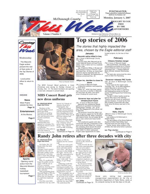 Top stories of 2006 - Eagle Publications of Western Illinois