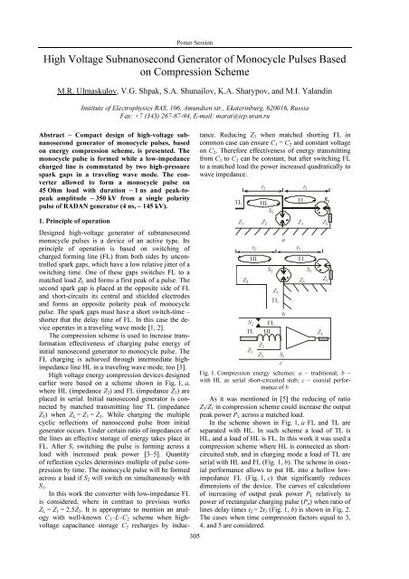 High Voltage Subnanosecond Generator of Monocycle Pulses ...
