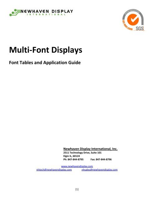 Font Tables and Application Guide - NewHaven Display