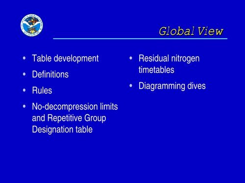 Global View• Table deve