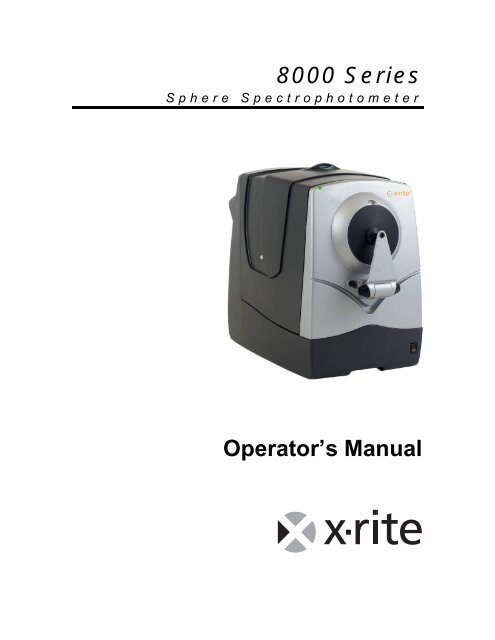 8000 Series Operator's Manual - X-Rite