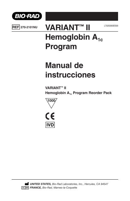 VARIANTâ ¢ II Hemoglobin A1c Program Manual de ... - BIO-RAD