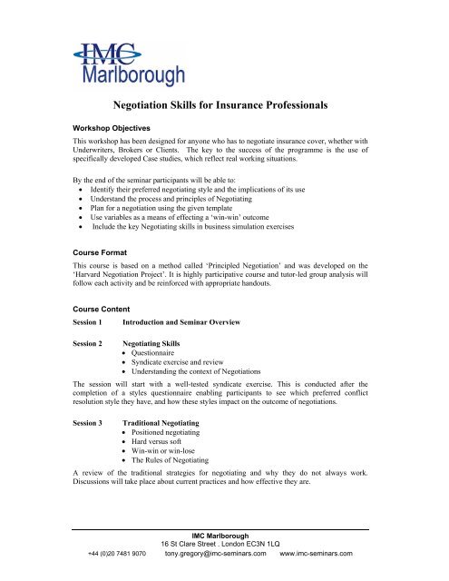 Negotiation Skills for Insurance Professionals