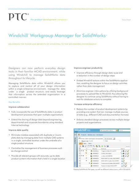 Windchill® Workgroup Manager for SolidWorks® - Boundary Systems