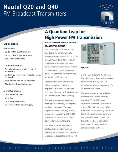 Q20, 20 kW FM Transmitter - Nautel
