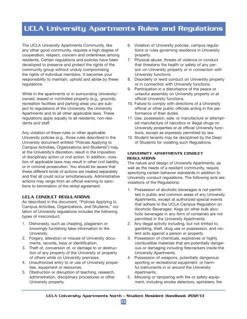 University Apartments Rules and Regulations - UCLA - Housing