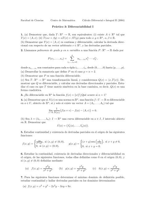 PrÃ¡ctico 3: Diferenciabilidad I 1. - Centro de MatemÃ¡tica