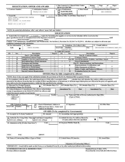 SOLICITATION, OFFER AND AWARD SOLICITATION OFFER (Must ...