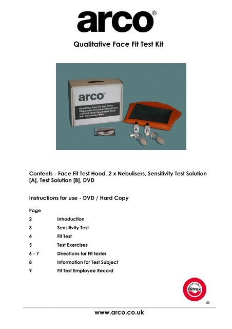Qualitative Face Fit Test Kit - Arco