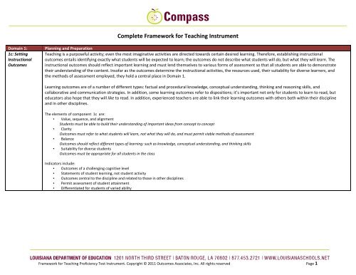 Compass Teacher Rubric - Louisiana Department of Education