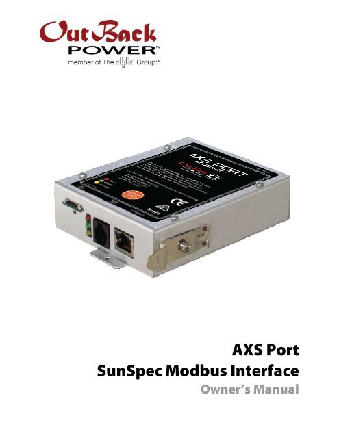 AXS Port SunSpec Modbus Interface - OutBack Power Systems