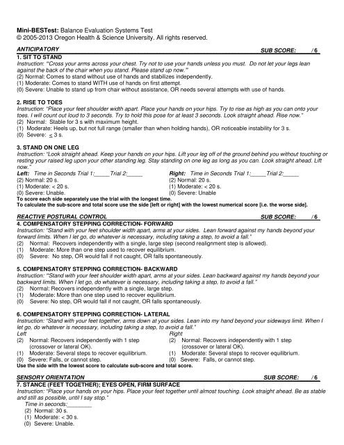 Mini-BESTest: Balance Evaluation Systems Test Â© 2005-2013 ...