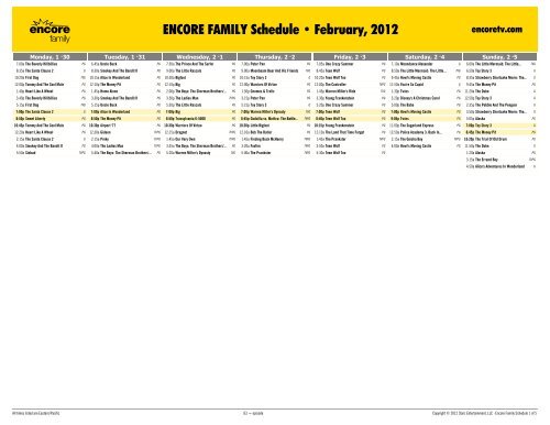ENCORE FAMILY Schedule - February, 2012 - Starz