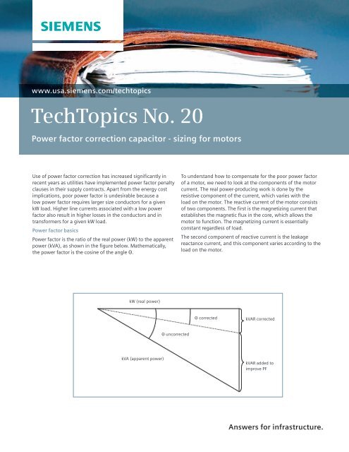 Power factor correction capacitor - sizing for motors - Siemens
