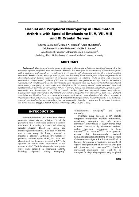 Cranial And Peripheral Neuropathy In Rheumatoid Arthritis