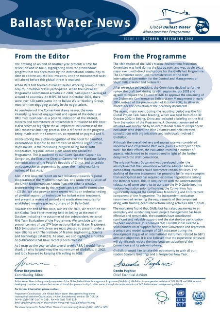 October - December 2002 - Global Ballast Water Programme - IMO