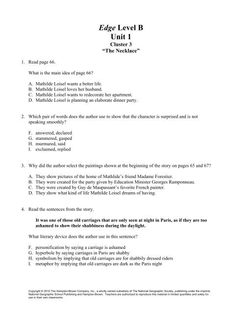 Edge Level B Unit 1 - Division of Language Arts/Reading