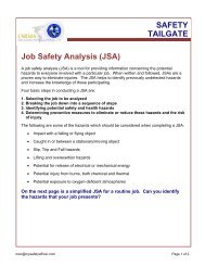 SAFETY TAILGATE Our Hands at Work - Risk Control Online