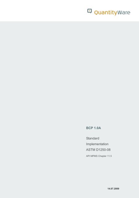 MQCI ASTM D1250 08 / MPMS Chapter 11.5 - QuantityWare