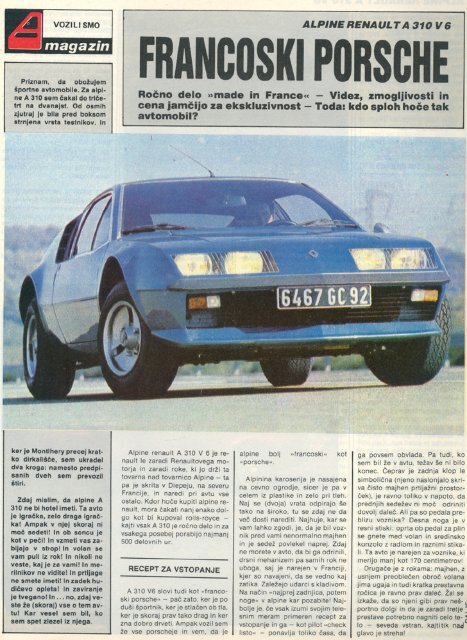 ALPINE RENAULT "A 110”