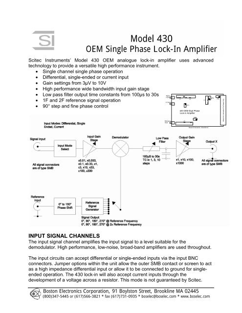 Scitec Model 430 Board-Level Single Phase Lock-in Amplifier