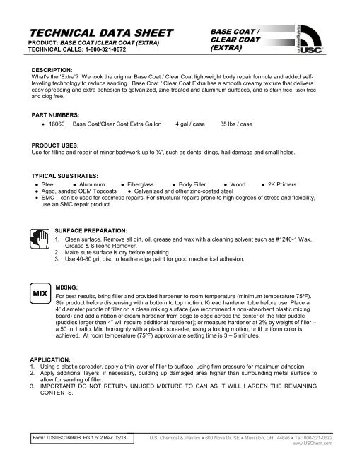 TECHNICAL DATA SHEET - US Chemical & Plastics