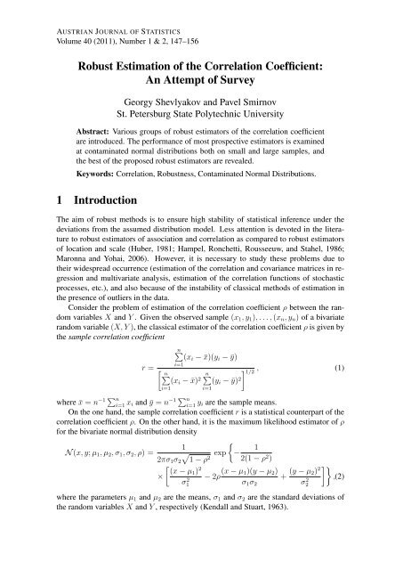 Robust Estimation Of The Correlation Coefficient An Attempt Of