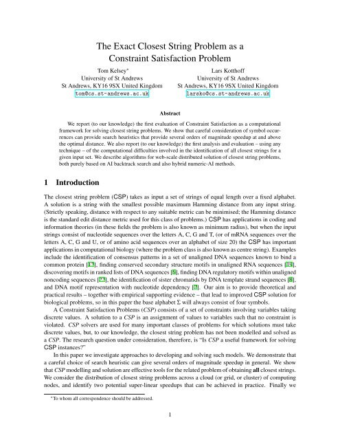 The Exact Closest String Problem As A Constraint Satisfaction Problem