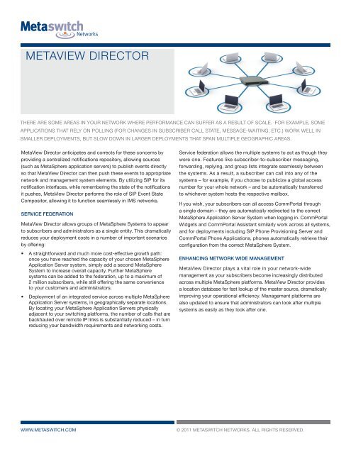 METAVIEW DIRECTOR - Metaswitch