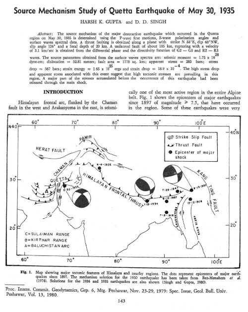 Source Mechanism Study of Quetta Earthquake of May 30, 1935