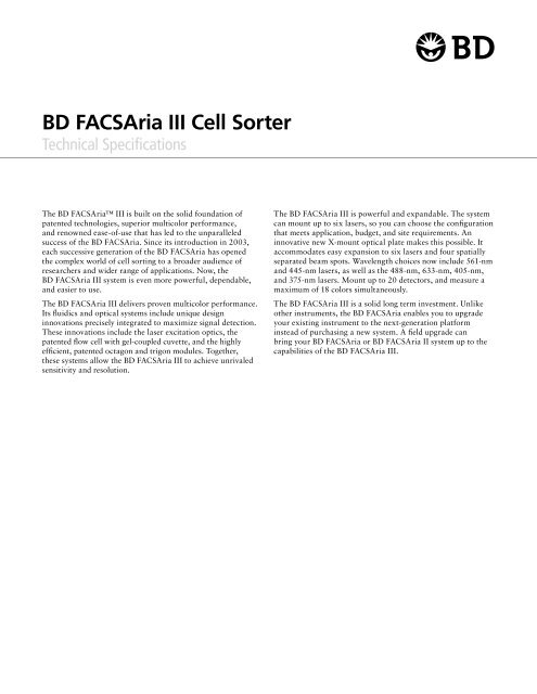 BD FACSAria III Cell Sorter - BD Biosciences