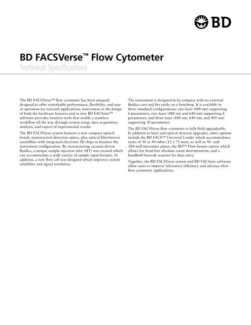 BD FACSVerseâ„¢ Flow Cytometer Technical ... - BD Biosciences