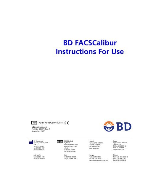 BD FACSCalibur Instructions for Use - BD Biosciences