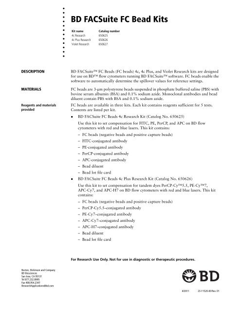 BD FACSuite FC Bead Kits - BD Biosciences