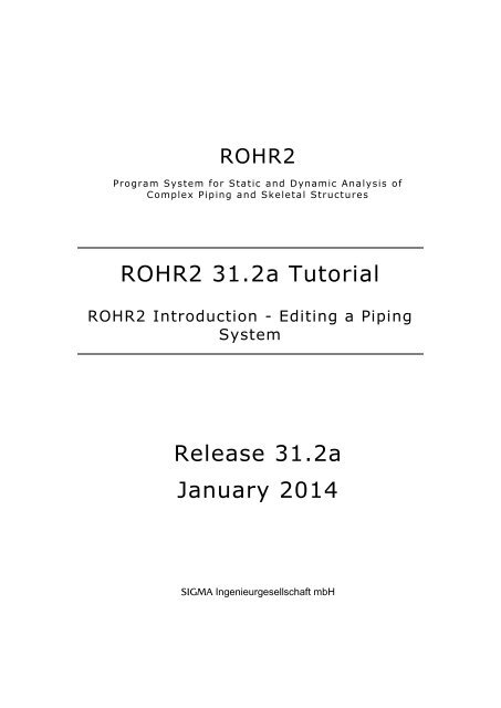ROHR2 Introduction - Editing a Piping System ROHR2 31.2 Tutorial