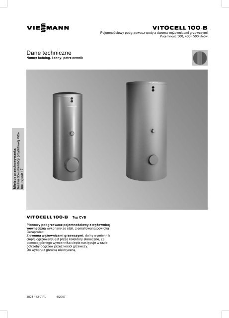 Dane techniczne Vitocell 100-B - Viessmann