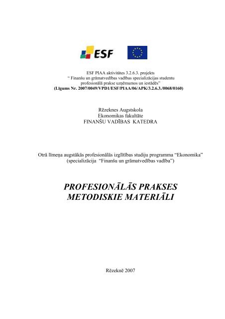 profesionÄ lÄ s prakses metodiskie materiÄ li - RÄ zeknes Augstskola