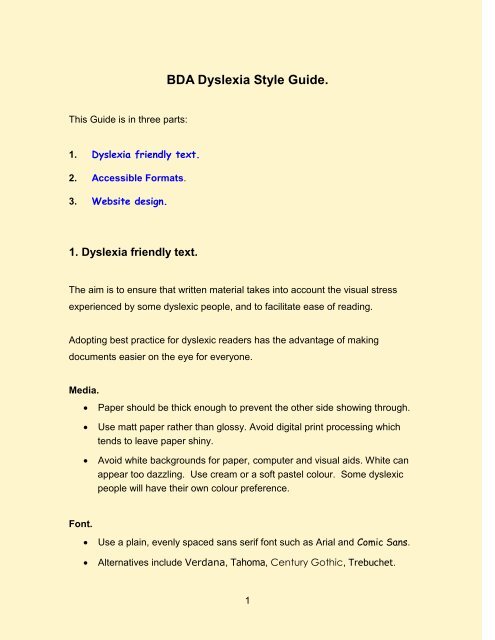 BDA Dyslexia Style Guide