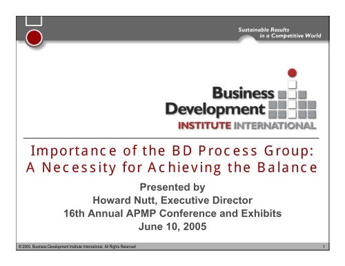 Importance of the BD Process Group: A Necessity ... - BD-Institute.org