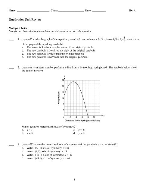 Quadratics Review 6