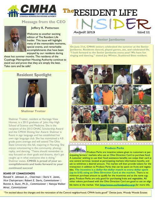Resident Newsletter August 2013 - Cuyahoga Metropolitan Housing ...
