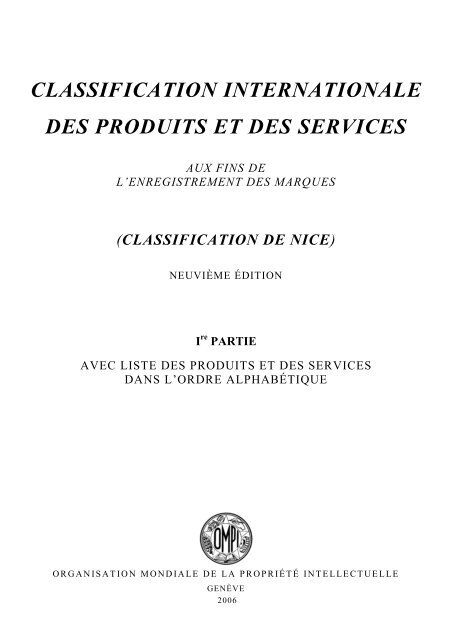 Classification de Nice, 9e édition