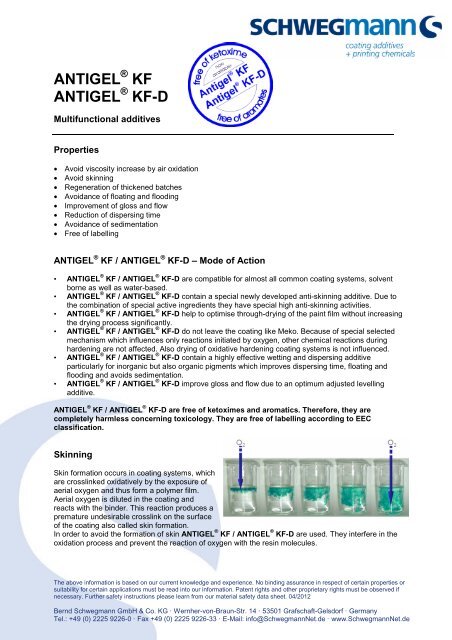 Antigel KF_KF-D 03.2012 EN - Bernd Schwegmann GmbH & Co. KG