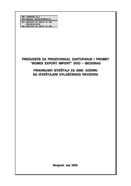 preduze]e za proizvodnju, zastupanje i promet - BOMEX Holding