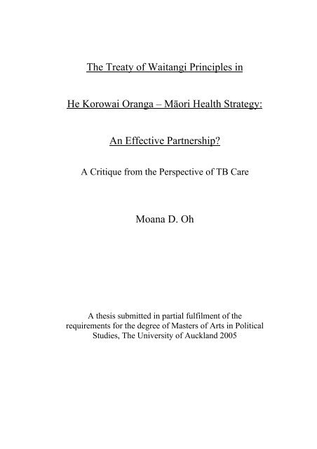 The Treaty of Waitangi principles in He Korowai Oranga-Maori ...