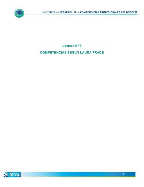 Lectura Nº 3 COMPETENCIAS SEGÚN LAURA FRADE