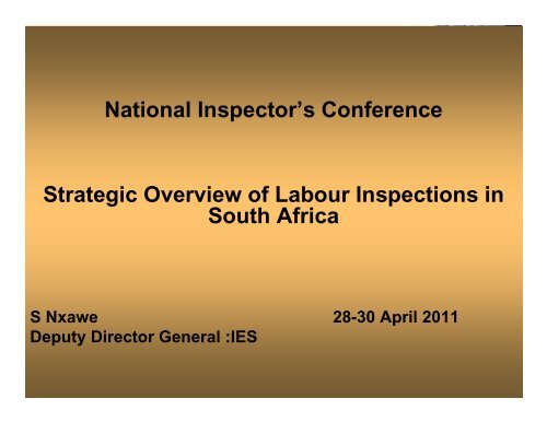 Strategic Overview of Labour Inspector's in South Africa